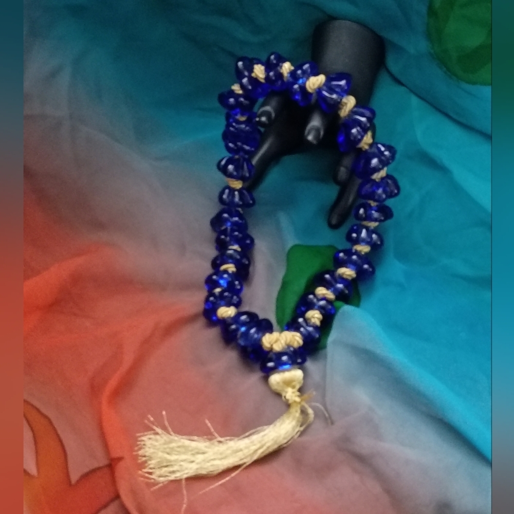 Vintage Middle Eastern 26 Blue Glass Prayer Beads And… - Gem